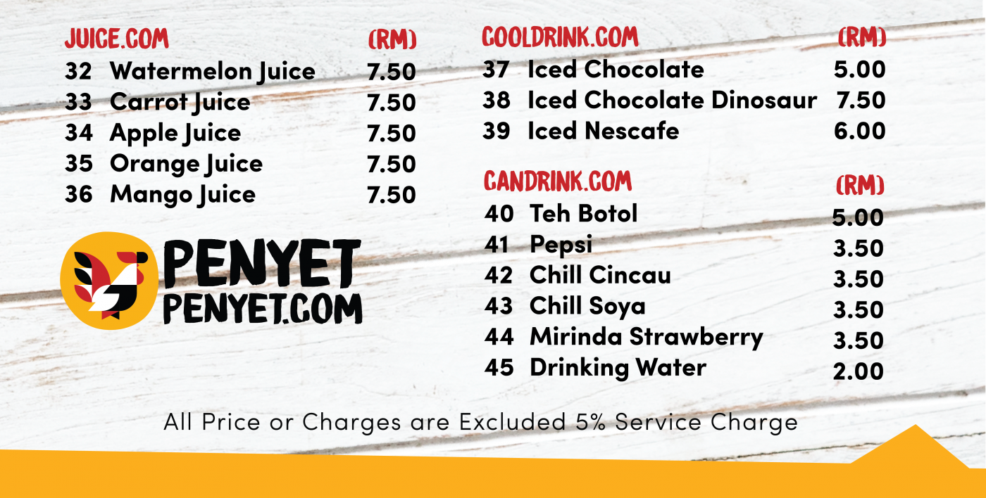 Our Menu – Penyet Penyet.Com
